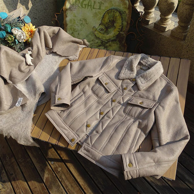 复刻rrl风暴骑士复古龟裂澳洲羊皮毛一体美式复古夹克男保暖外套