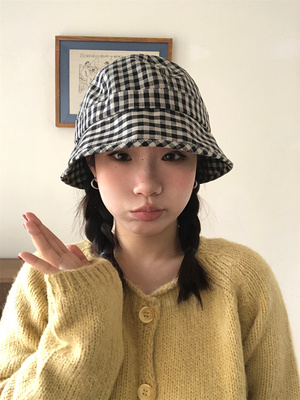 日系小圆顶翻檐渔夫帽蝴蝶结盆帽