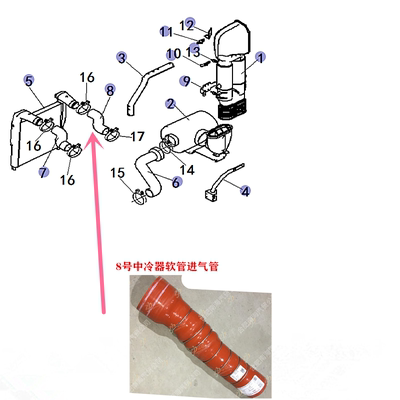 江淮格尔发中冷器软管进气道