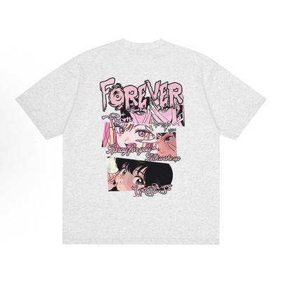 SMILE ISLAND二次元动漫人物套头休闲宽松落肩情侣短袖T恤