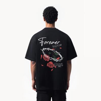 FOREVE美式复古字母印花T恤