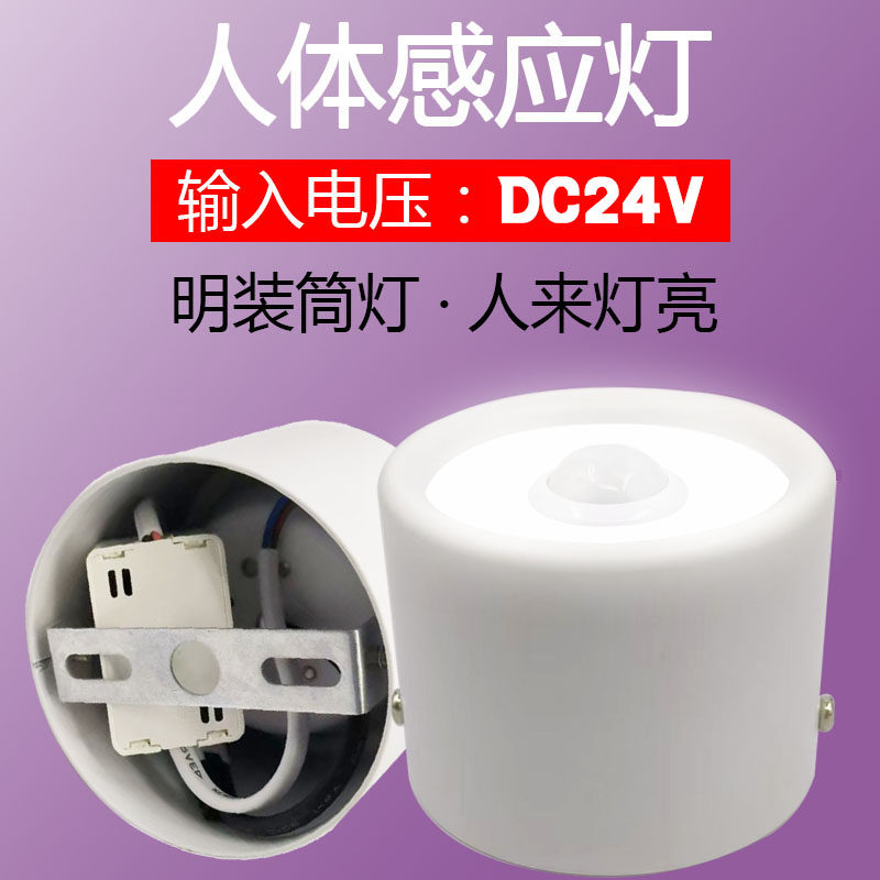 DC24V人体感应红外线轨道灯LED低压12伏太阳能电瓶户外运动器材