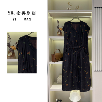 壹苒原创【小花】中式改良版设计师重工提花气质宽松连衣裙YC7288