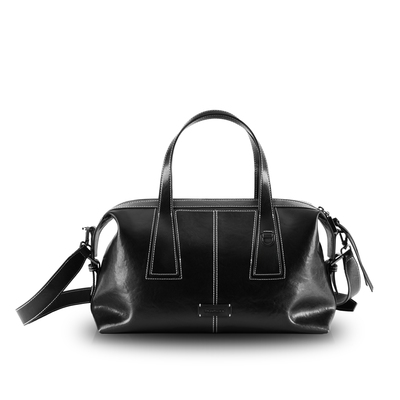 INJOYLIFE方耳波士顿包中号 复古大容量通勤出游单肩斜挎手提包