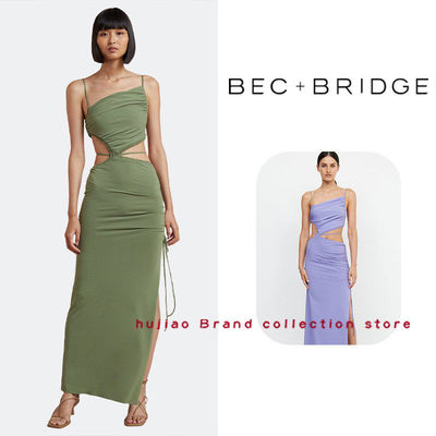 煳椒 澳洲 bec bridge 设计感不对称腰部镂空修身吊带连衣裙