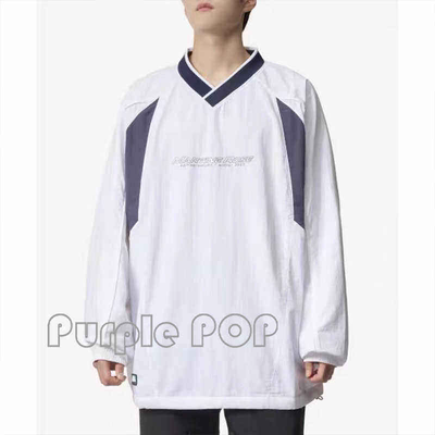 POP买手店Martine rose 23秋冬款黑白V领字母冰球服长袖卫衣