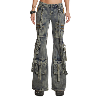 dollkill神裤四色喇叭牛仔长裤