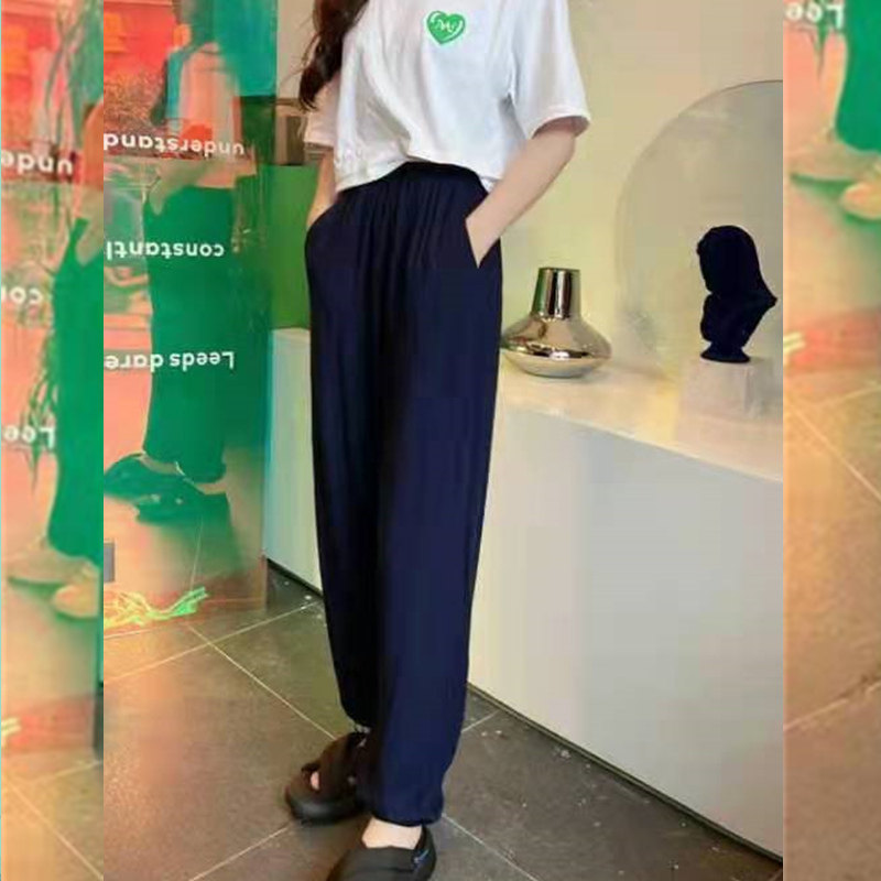 夏季薄款宽松人造棉灯笼裤男女中老年大码防蚊棉绸舞蹈裤太极长裤