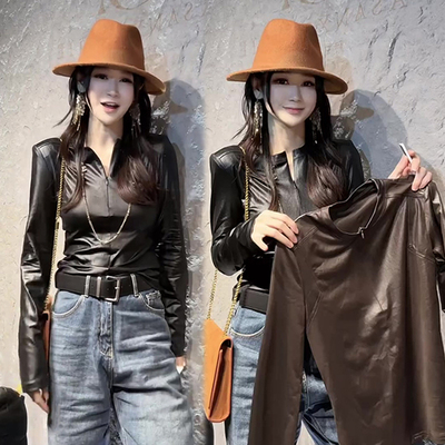 时尚修身显瘦半拉链设计打底衫