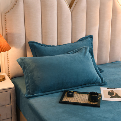 冬季加厚牛奶绒枕套枕芯套一对装