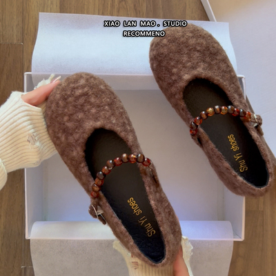 日式玛丽珍鞋一字平底一脚蹬单鞋