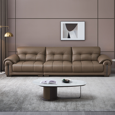 全友家居门店同款 时尚风 22906 头层牛皮真皮直排一字型皮沙发