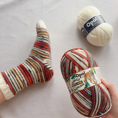 opal毛线中粗羊毛线花线手编老虎袜子线编织材料包织袜子图解教程