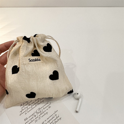 香槟爱心束口袋抽绳收纳袋