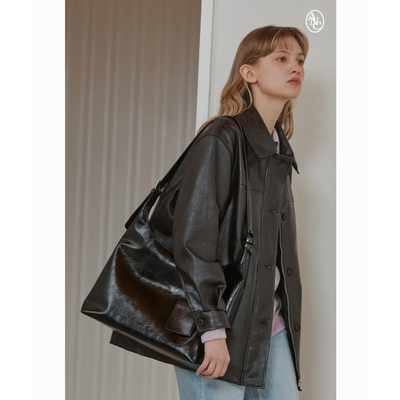 ANOETIC 25秋新款复古皮质手提单肩包通勤托特包 5号店韩国代购