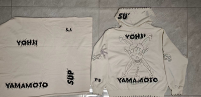 25FW Y'S ZIP UP HOODED联名款魔鬼贴布刺绣加绒拉链连帽卫衣帽衫