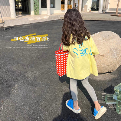 儿童短袖T恤2026春夏装新款女童纯棉T恤裙女宝宝洋气中长款上衣潮