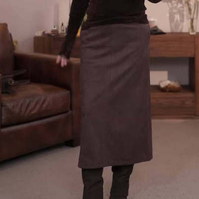 which 微胖定制【咖啡豆】麂皮复古高腰A字过膝显瘦休闲百搭长裙