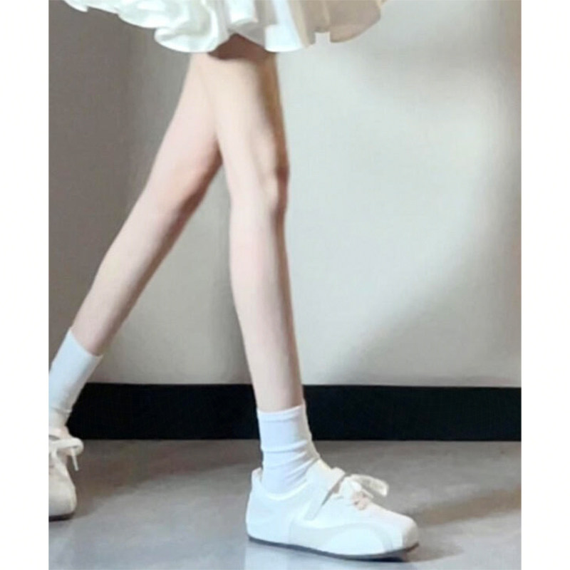 真皮~芭蕾德训鞋女2026春新款百搭小白鞋运动玛丽珍休闲运动板鞋