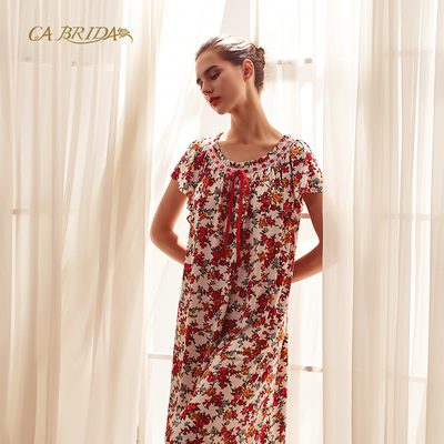 睡裙风甜美风印花睡裙家居服甜美