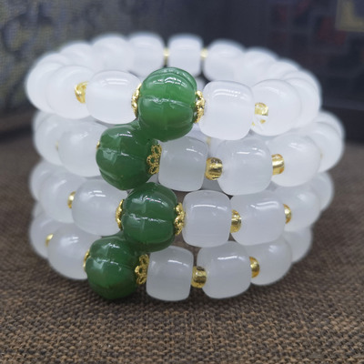 新款老型珠绕指柔白玉水晶盘手串玻璃珠手链直播热卖南瓜珠手饰