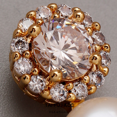 欧美小巧S925银针电镀真金微镶锆石钻迷你宫廷风淡水珍珠耳钉耳环