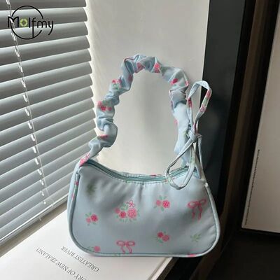 Women's Underarm Bag Summer  Pleated Handlebags Armpit Purse