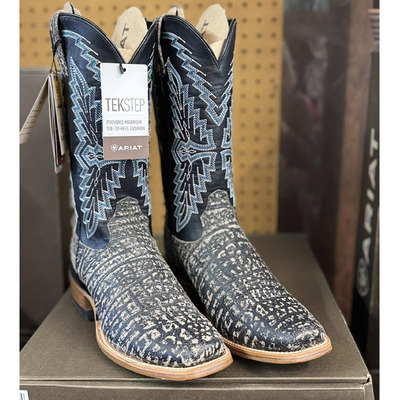 美国产Ariat小牛皮6排针刺绣拼色马术靴复古西部牛仔靴骑马靴男靴