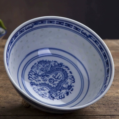 陶瓷老式碗单碗龙碗 家用正宗景德镇中国风加厚青花汤碗面碗饭碗