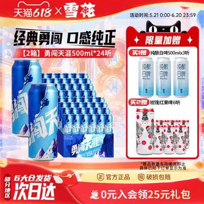 【共48听】雪花啤酒勇闯天涯500ml*24听*2整箱批发 官方旗舰店