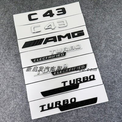 适用新款C级AMG奔驰C43字标改装TURBO ELECTRIFIED叶子板侧标尾标