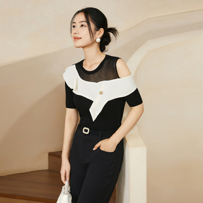 姚领YAOLY黑色针织衫891M23891