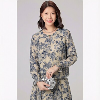 【航妈专属】姚领YAOLY832H10943衬衫上衣牡丹亭花色衬衣