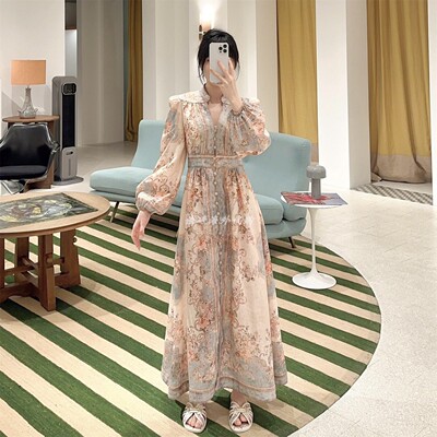 Zimmermann连衣裙澳洲正品代购度假仙女印花长袖亚麻AUGUST