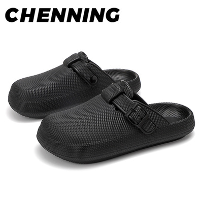 外贸原单捡漏 居家海边沙滩防滑开车办公室半拖鞋包头拖鞋男外穿