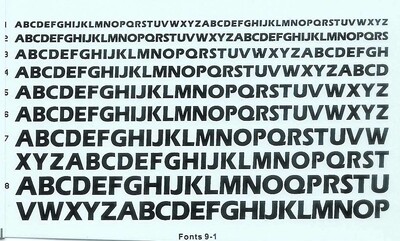 （ 黑白色可选） 水贴纸 fonts 9-1 多种比例英文字