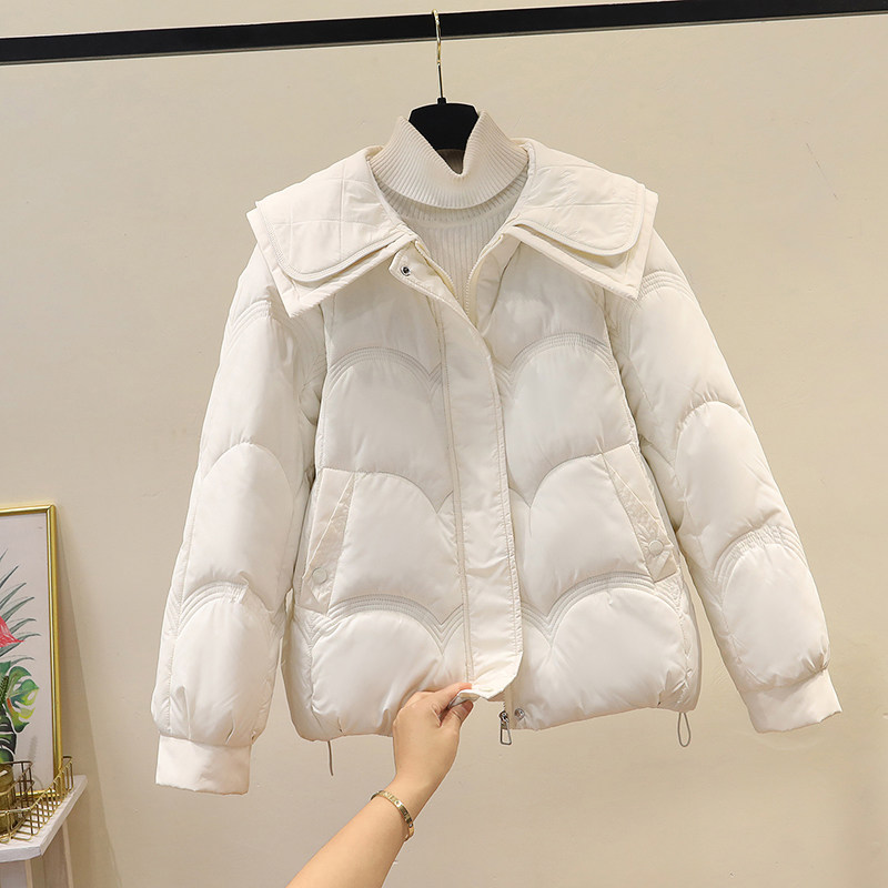 减龄海军领棉衣棉服女2025冬季新款短款休闲宽松大码棉袄外套上衣