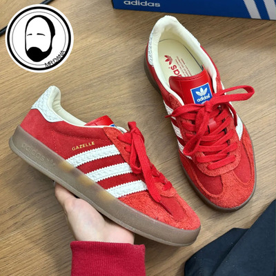 Adidas阿迪达斯 GAZELLE INDOOR 红色低帮德训低帮板鞋 IF1808