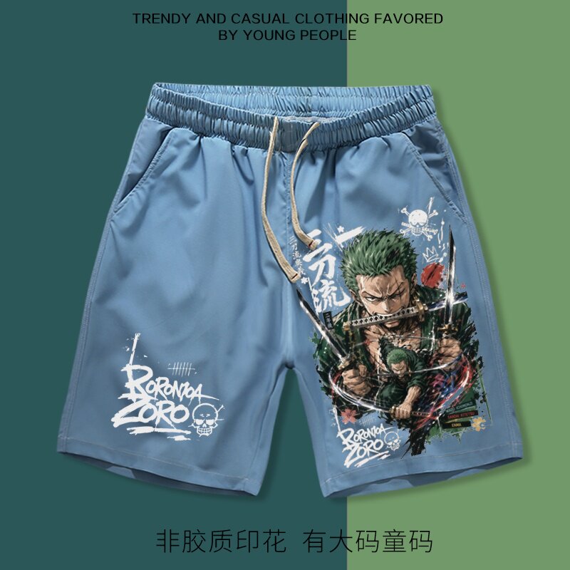 动漫海贼王索隆宽松夏季宽松直筒五分裤男女沙滩裤有大码童码速干