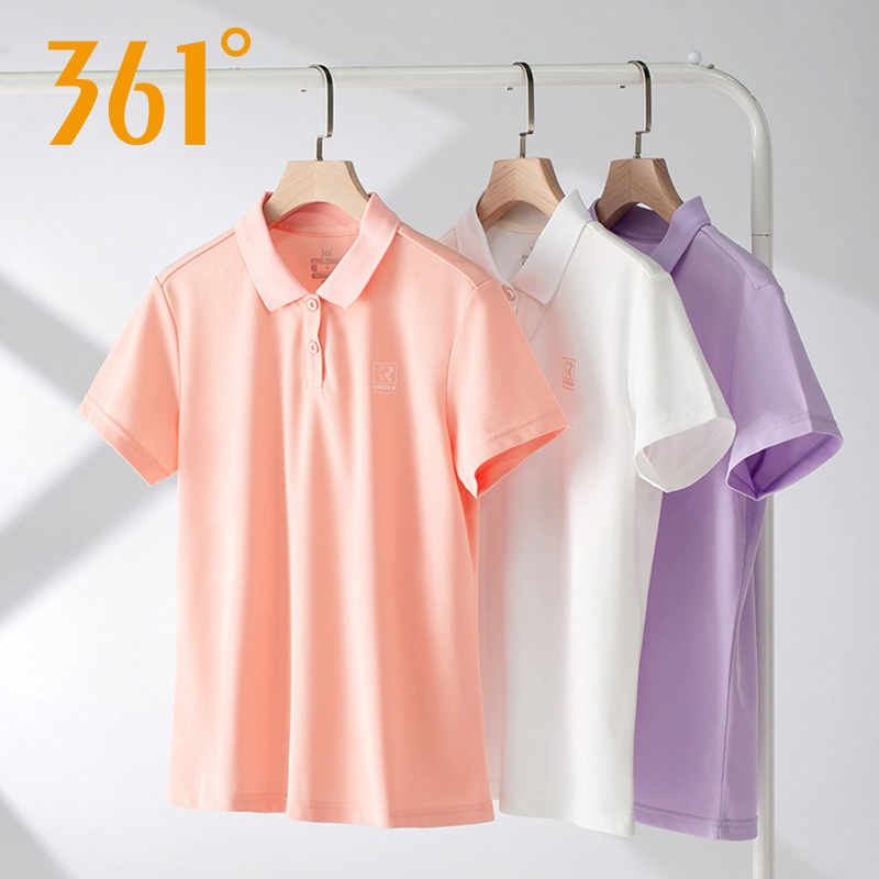 361运动t恤女polo衫2023夏季新款361度休闲翻领上衣健身透气短袖_虎窝淘