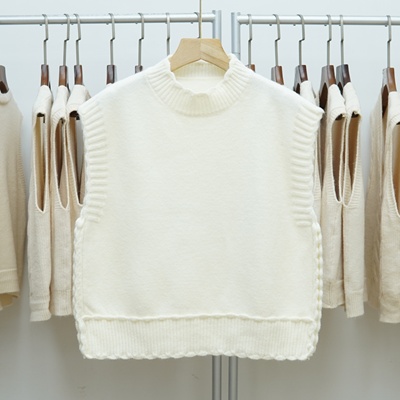 百搭纯色针织马甲女韩版宽松