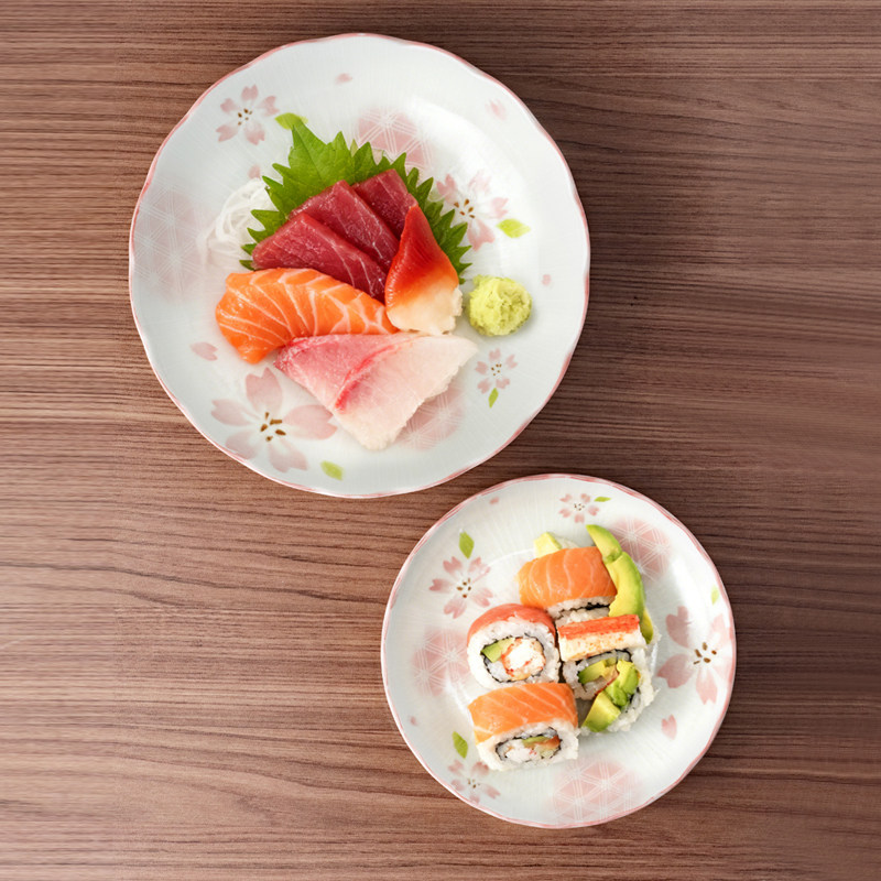 美浓烧日本进口釉下彩樱花盘子高颜值陶瓷餐具轻奢下午茶蛋糕碟子