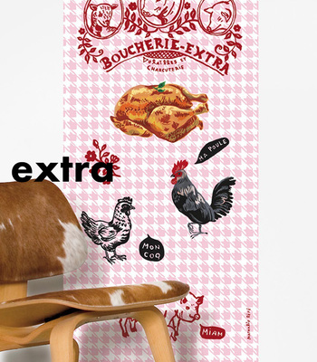 法国Moustache Boucherie extra 粉色动物墙贴墙纸壁纸进口