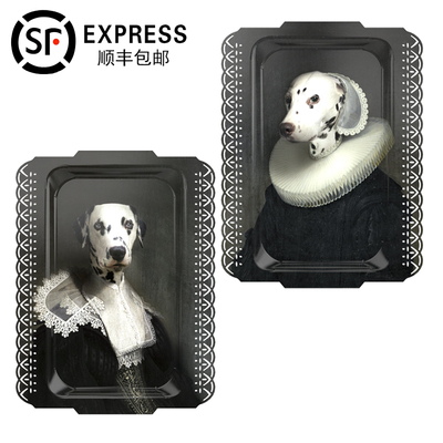 法国托盘斑点狗肖像复古墙面装饰