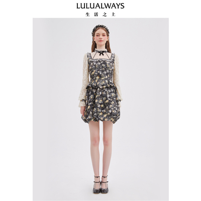 LULUALWAYS我爱露露25秋季新款【玫瑰的故事】复古宫廷短款连衣裙