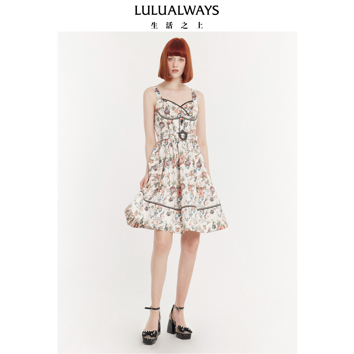 LULUALWAYS【 罗马假日】夏季新款法式度假风中长款吊带连衣裙