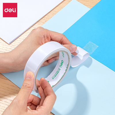 得力手工双面胶带两面胶棉纸