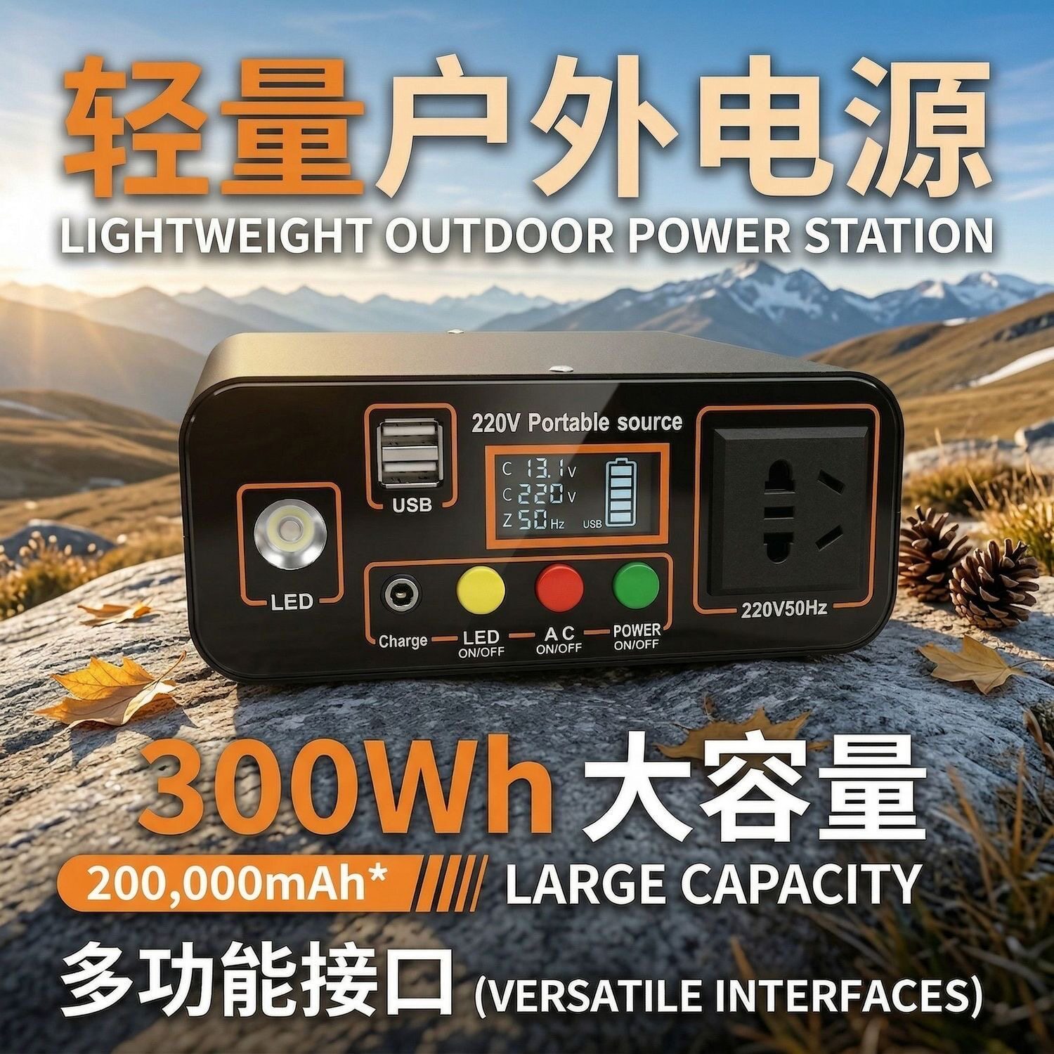 户外便携移动电源220V小容量自驾游夜市摆摊停电应急备用储能电源