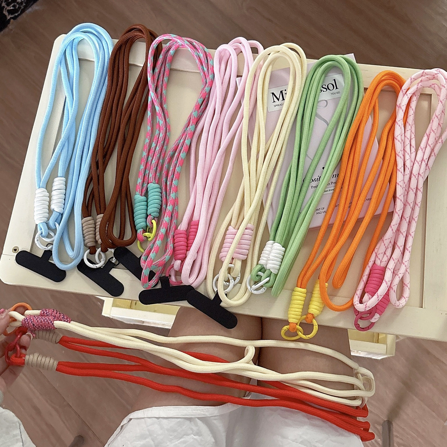 长款手机挂绳斜挎手机绳纯色可拆卸背带编织绳手机链包斜跨绳挂件
