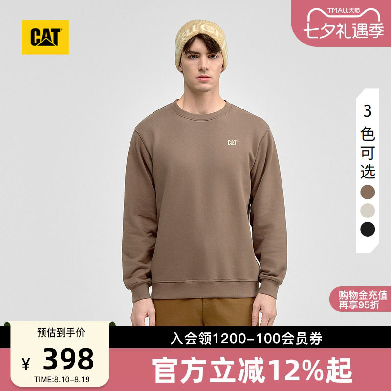 CAT卡特秋季男士基础纯棉廓形圆领套头长袖山系印花卫衣商场同款